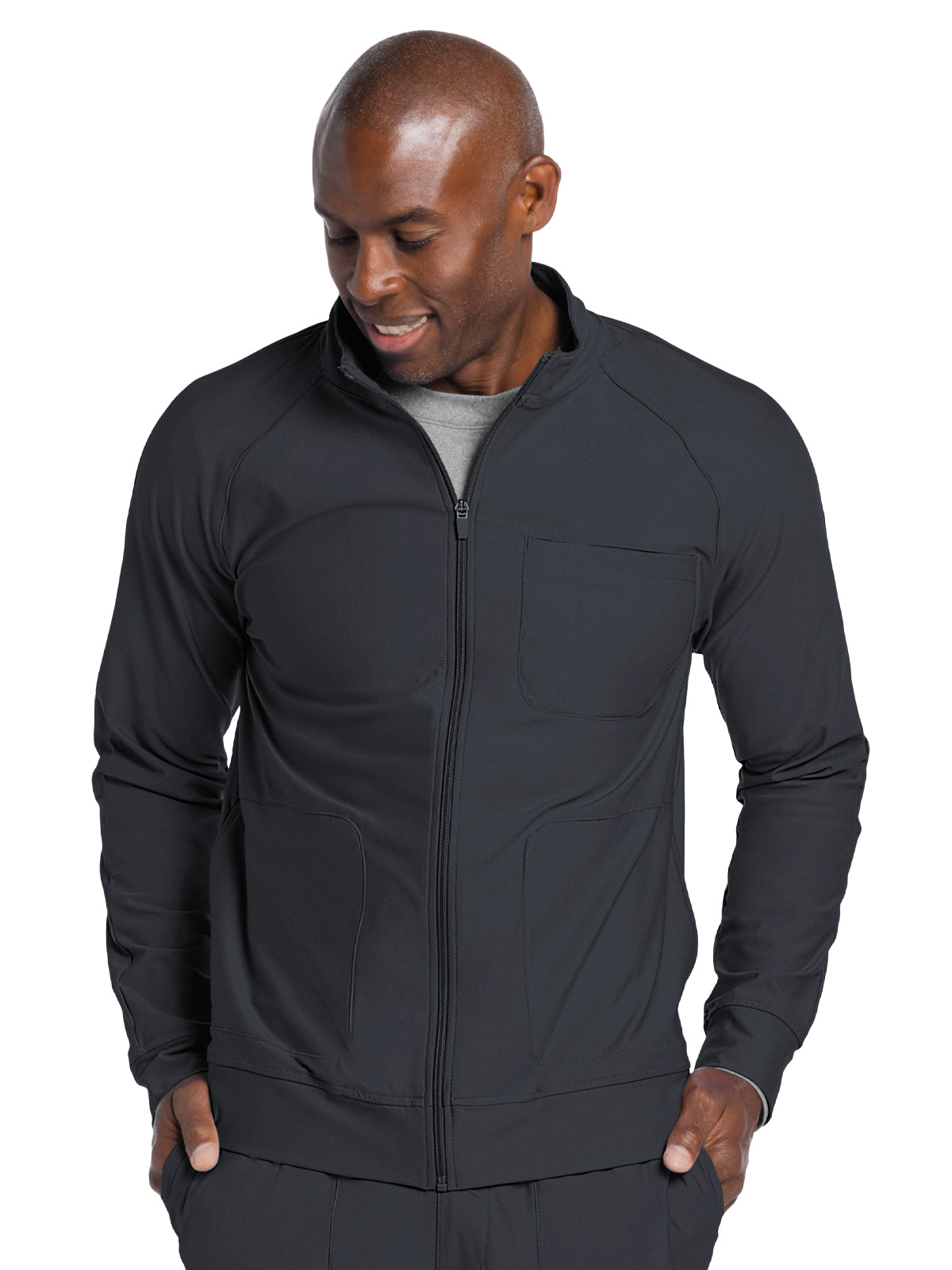 Men's 3-Pocket Zip Front Jacket - CK333 - Pewter – Scrub Authority